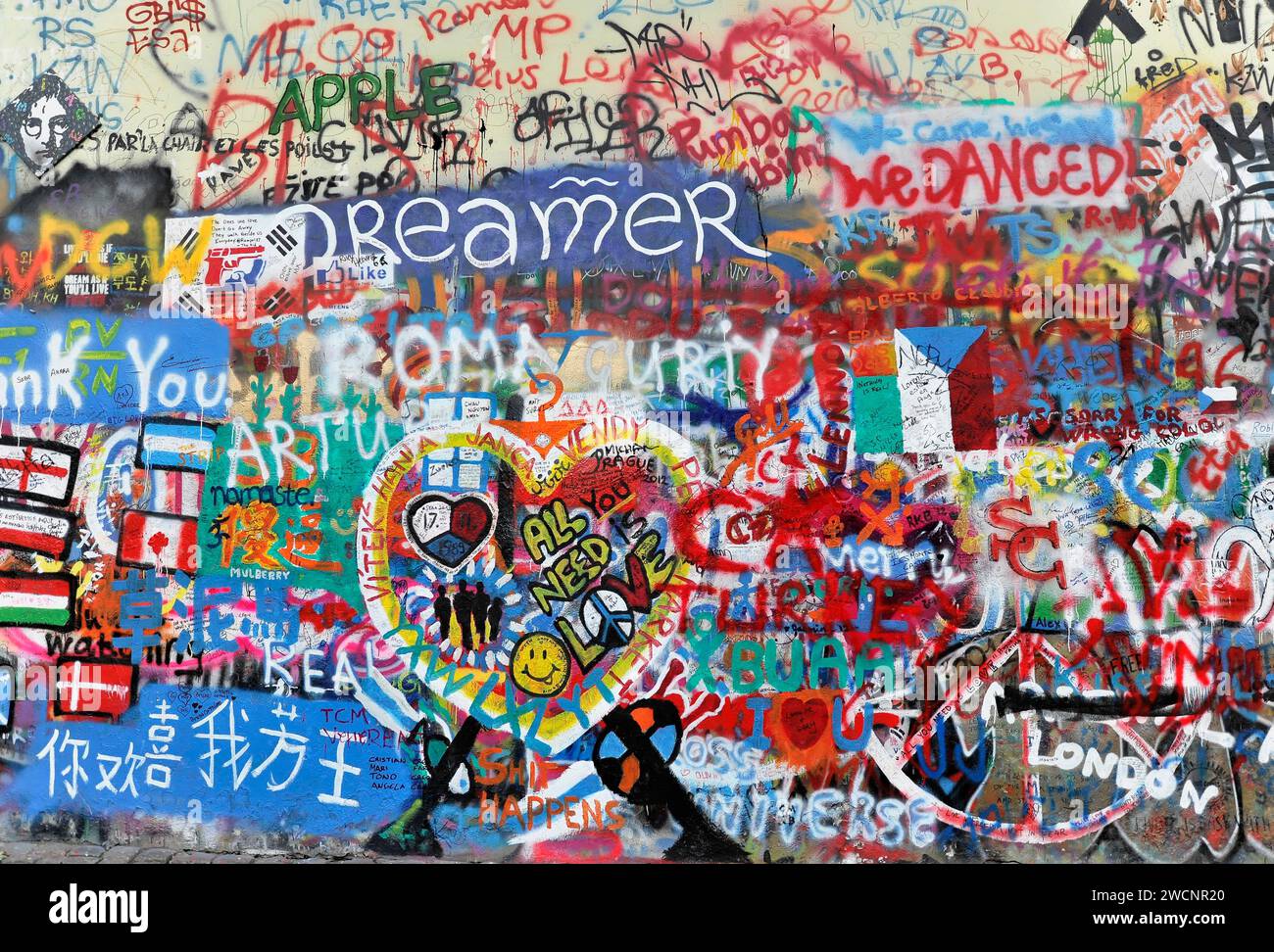 John Lennon Wall, graffiti, Prague, Czech Republic Stock Photo - Alamy