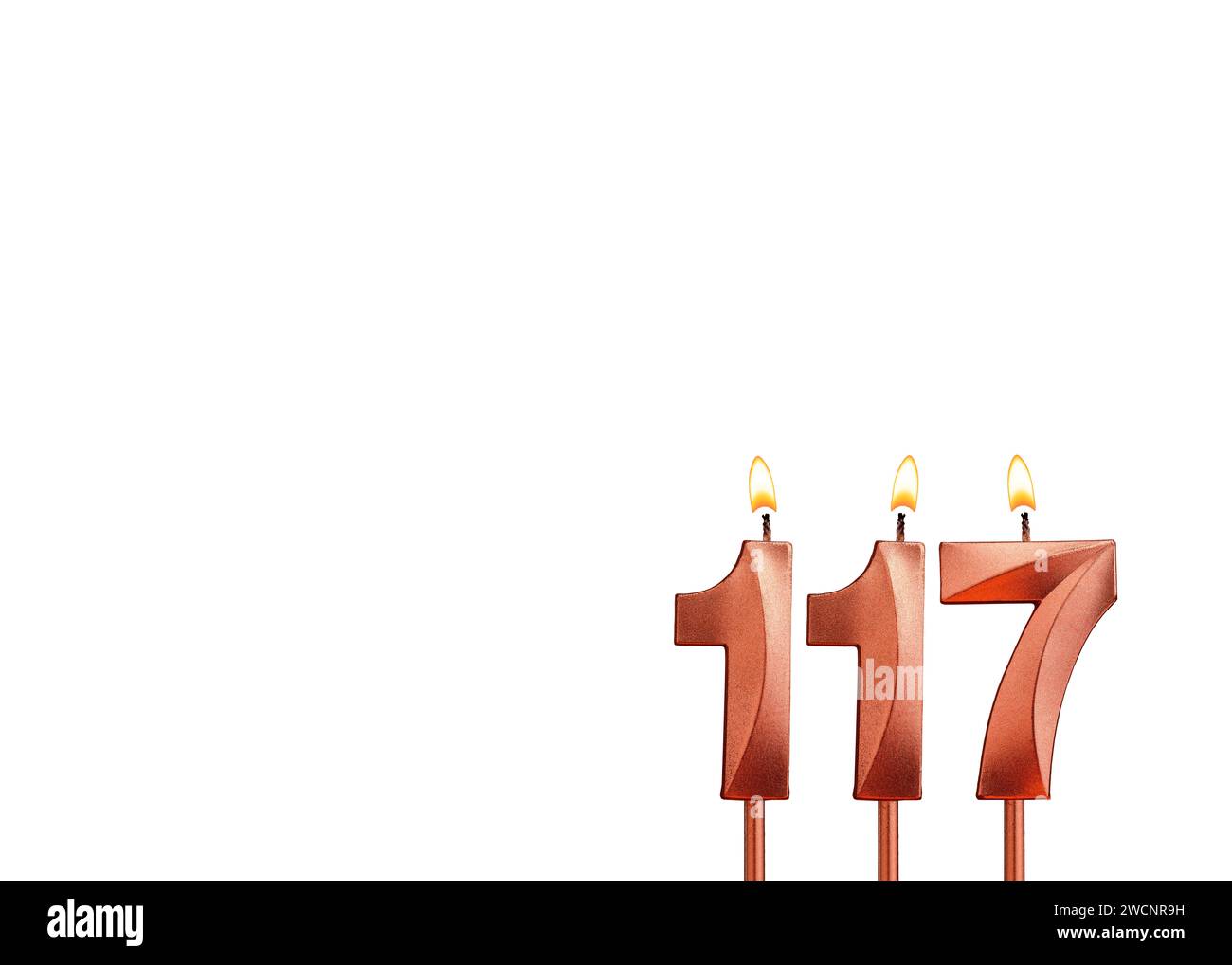 Birthday candle number 117 on white background Stock Photo - Alamy