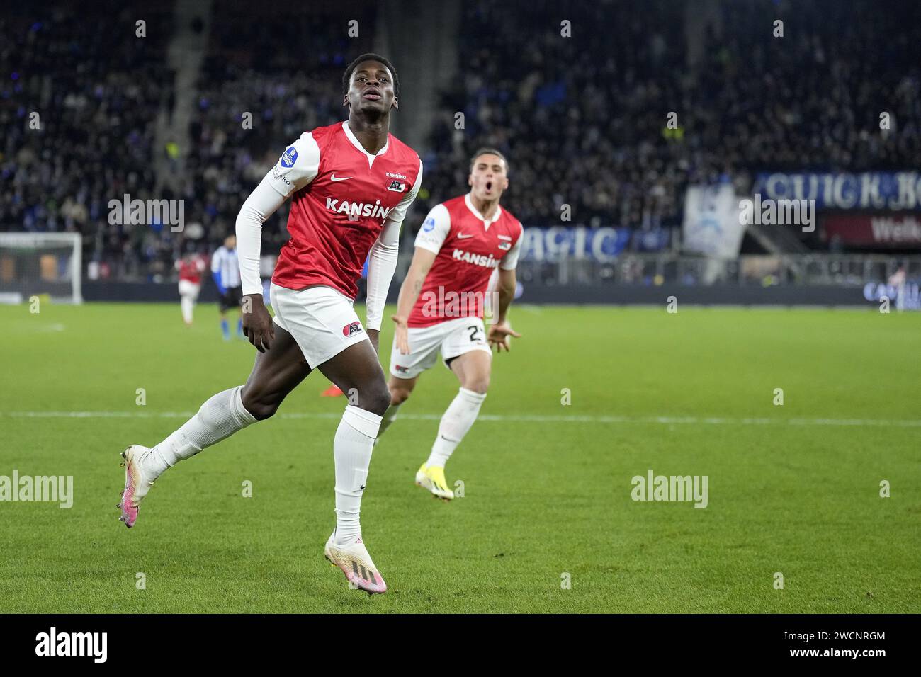 ALKMAAR - Ernest Poku of AZ Alkmaar celebrates the 2-1 during the TOTO ...