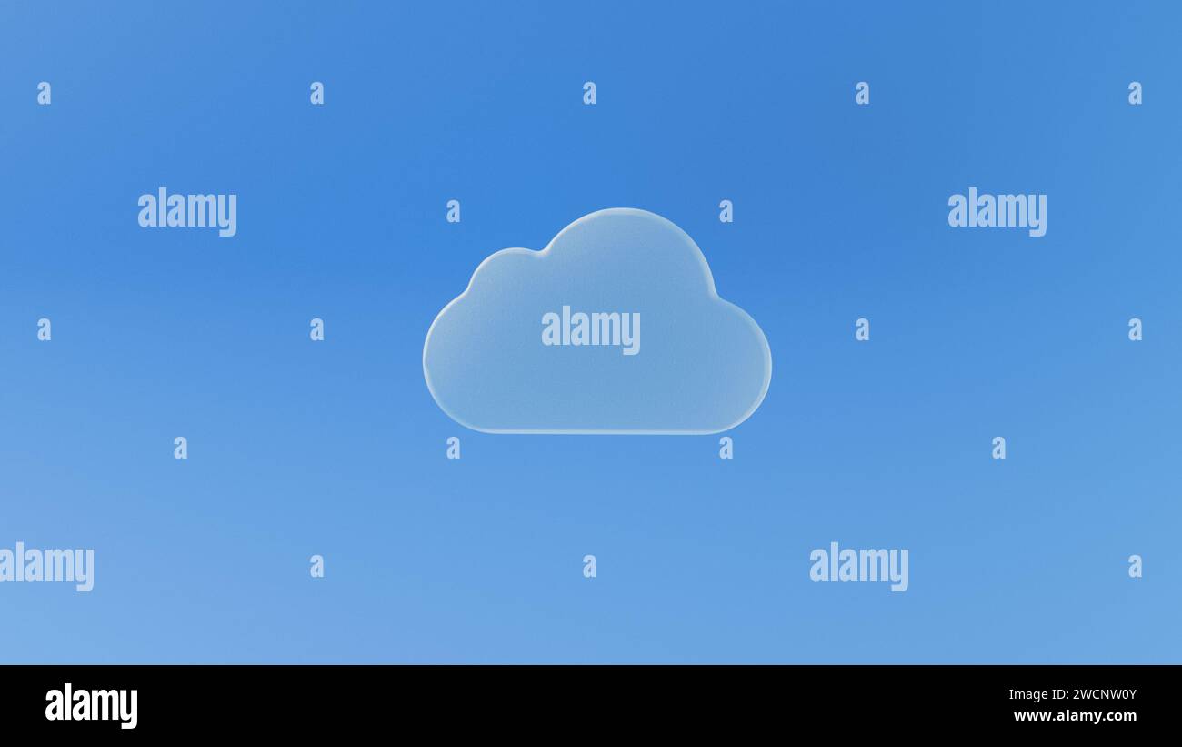 3d illustration of transparent cloud shape on blue background like a ...