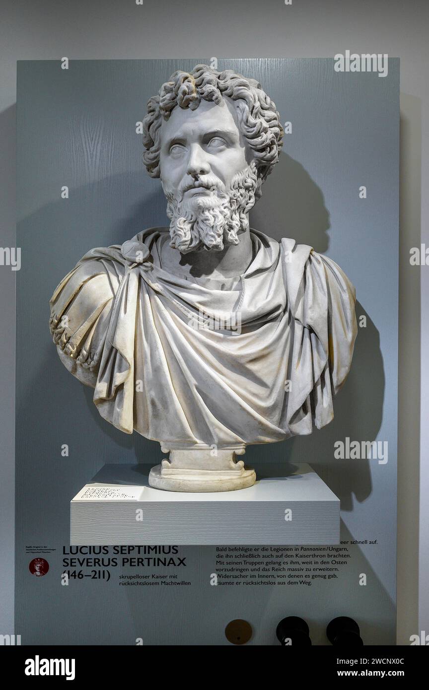 Bust of Lucius Septimius Severus Pertinax 146-211, Kempten Museum in ...