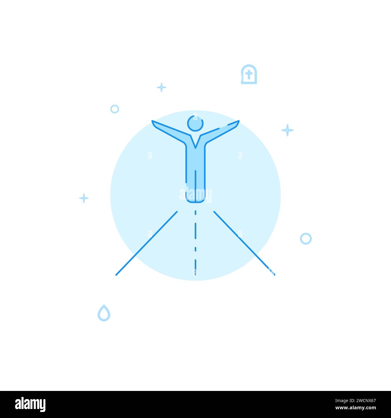 Jesus, Savior vector icon. Flat illustration. Filled line style. Blue ...