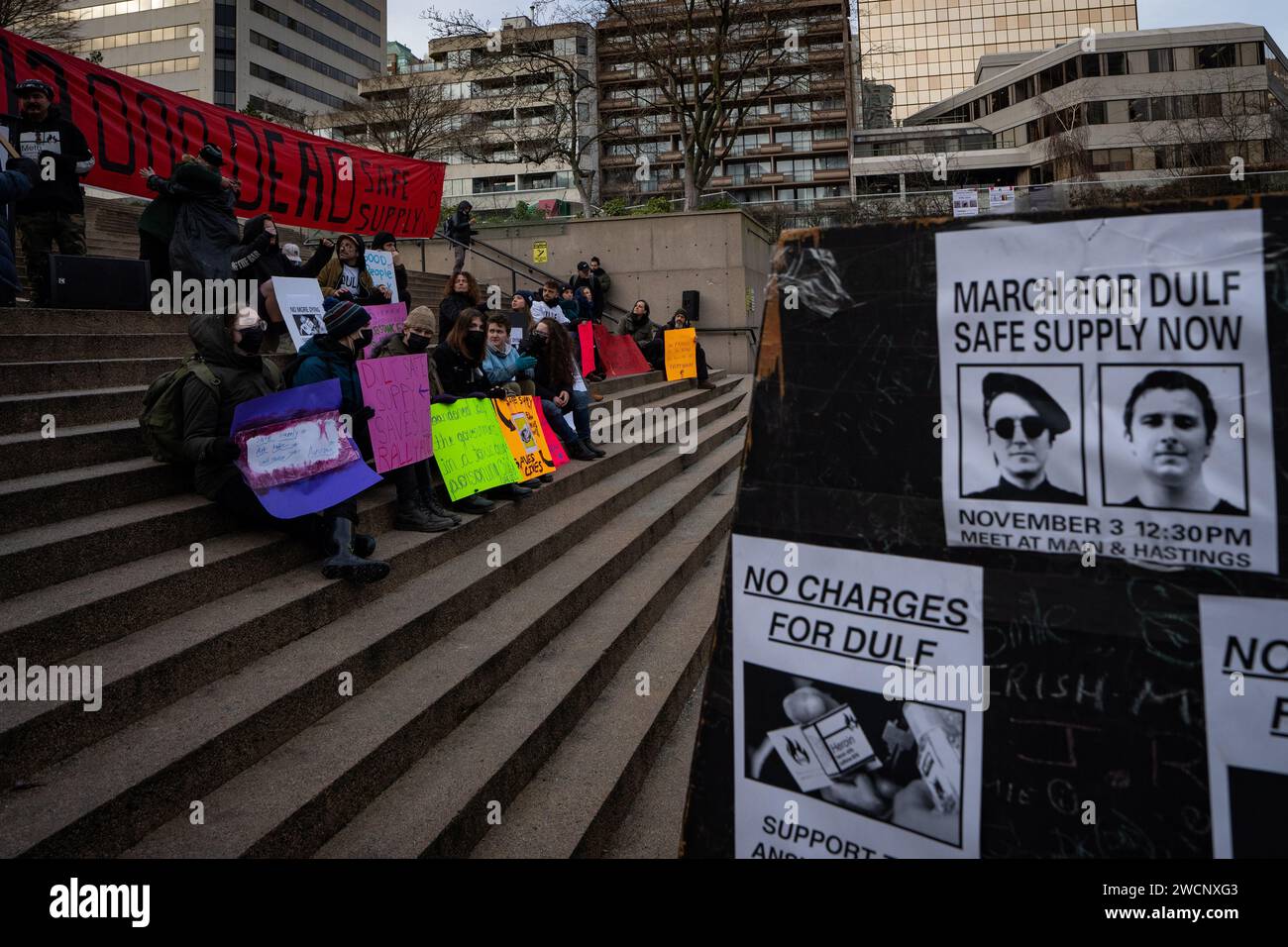 Vancouver, Canada. 16th Jan, 2024. People gather outside the Provincial ...