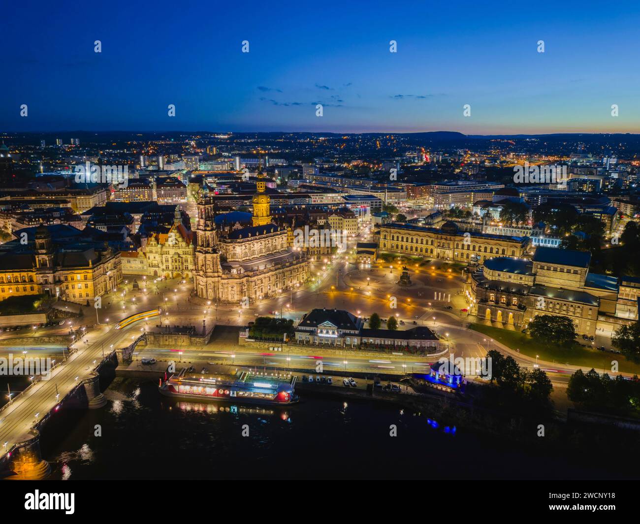 Aerial view historical city centre of Dresden SchlossplatzGeorgentor ...