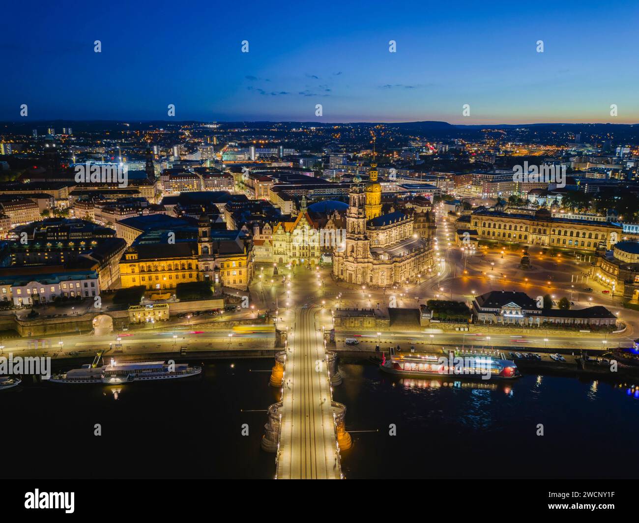 Aerial view historical city centre of Dresden SchlossplatzGeorgentor ...