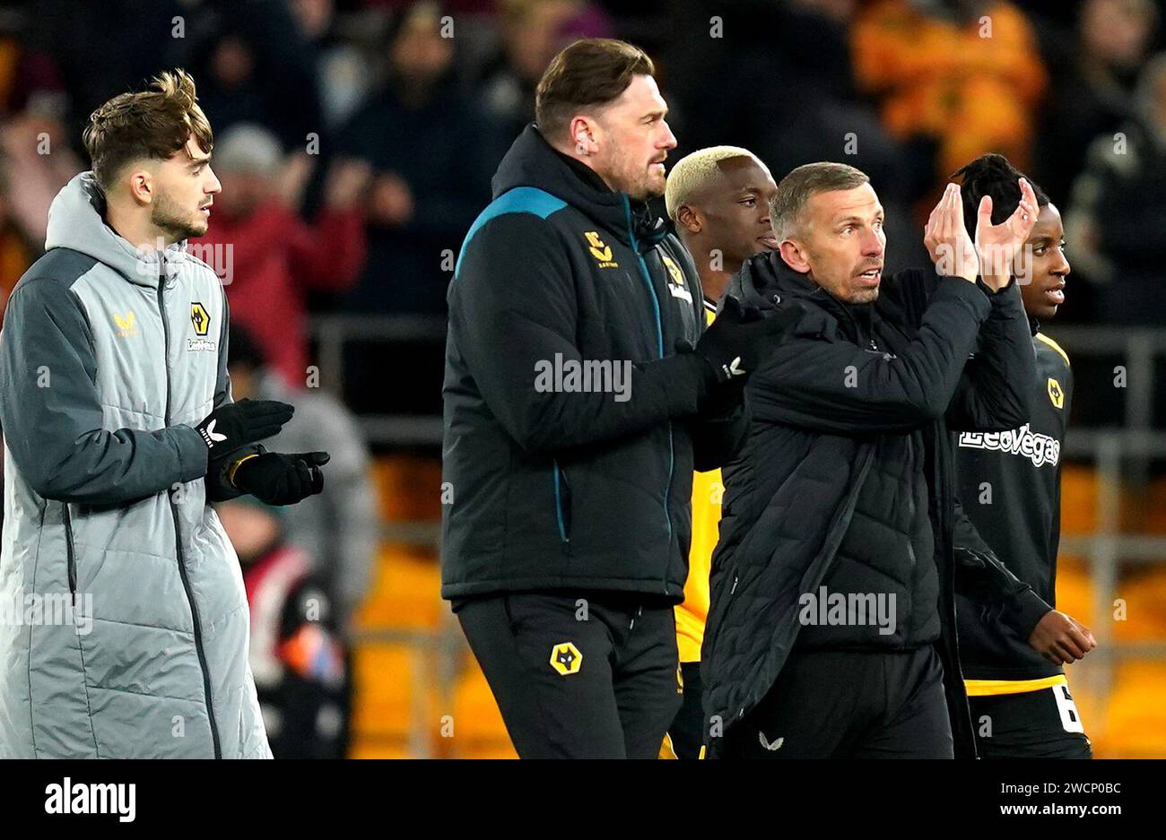 Wolverhampton Wanderers manager Gary O'Neil (second left) with staff ...