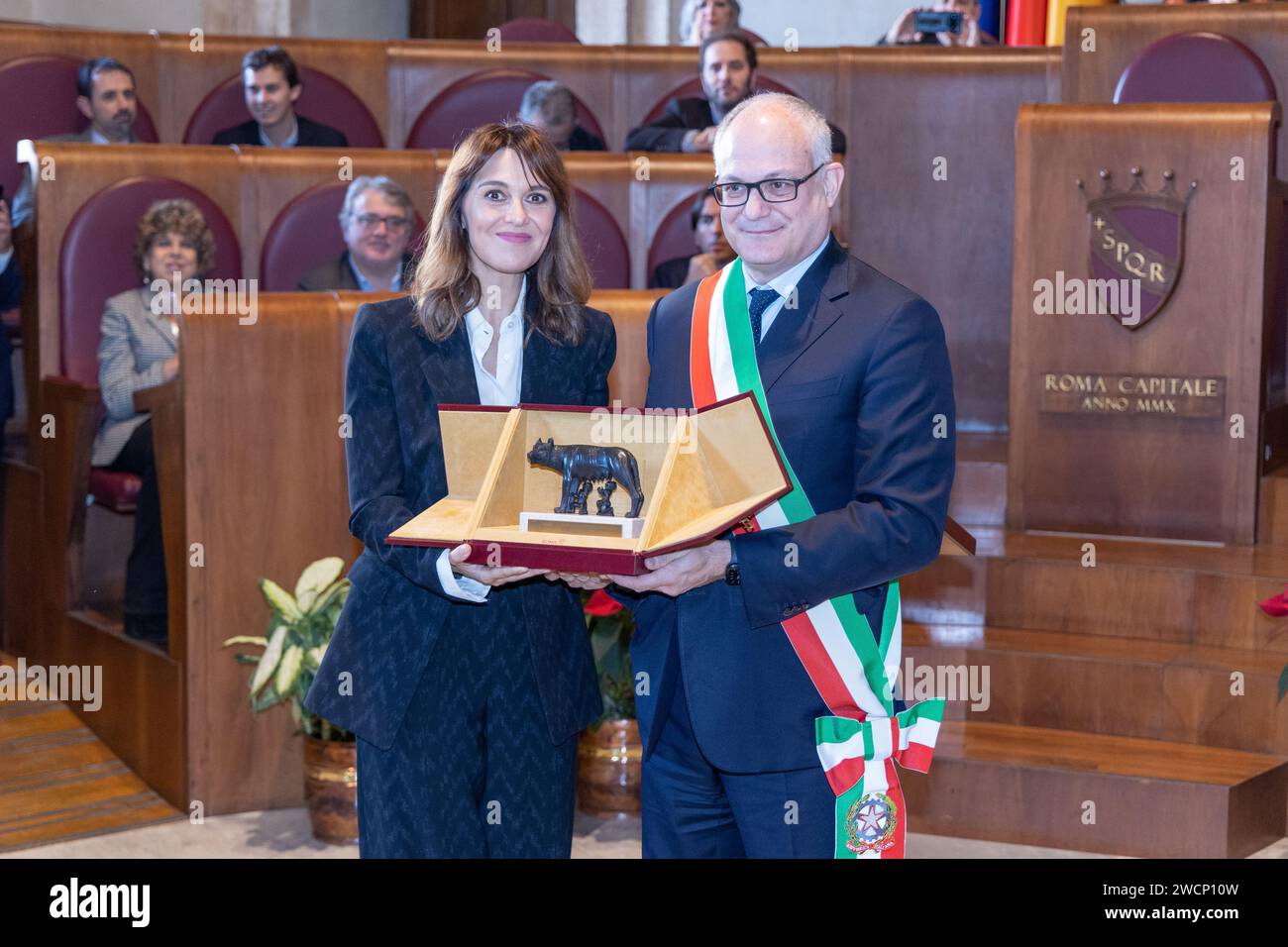 Rome, Italy. 16th Jan, 2024. Paola Cortellesi and Roberto Gualtieri ...