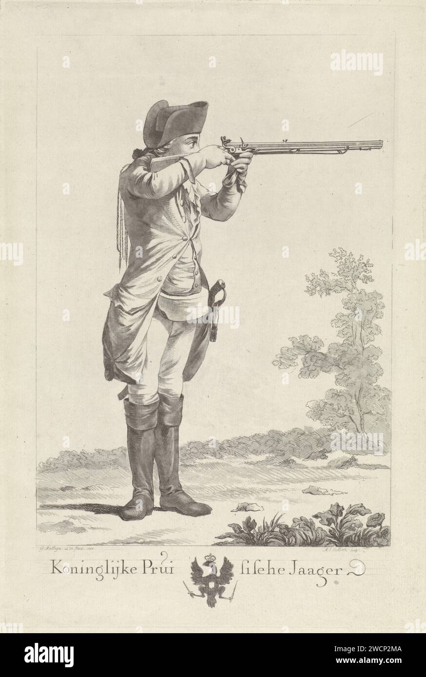 Royal Prussian hunter with rifle, Mathias de Sallieth, after Gerrit ...
