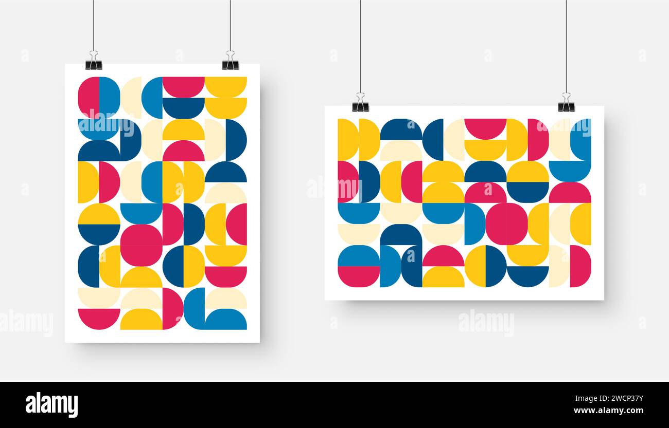 Picture with geometric trendy pattern, Bauhaus style. Modern background ...