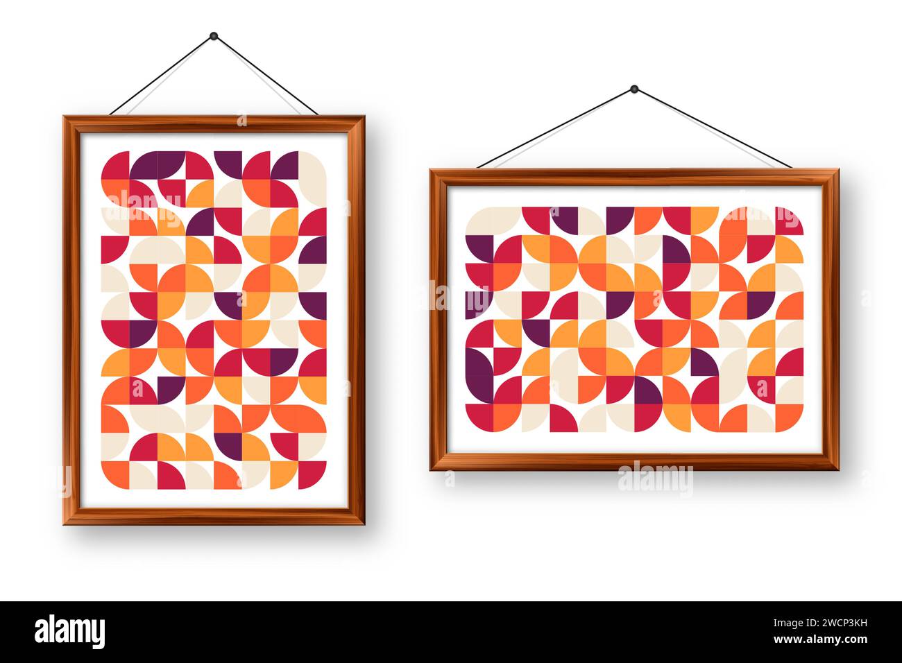 Picture frame with geometric trendy pattern, Bauhaus style. Modern ...