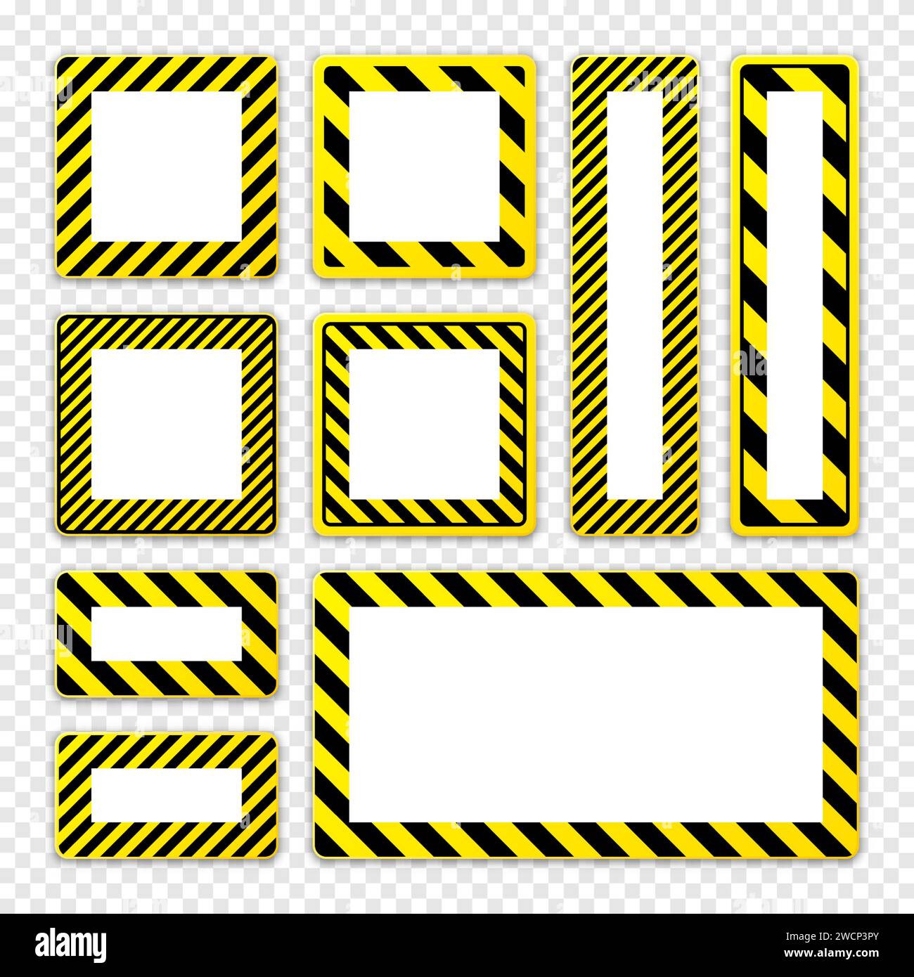 Various blank warning signs with diagonal lines. Red attention, danger ...