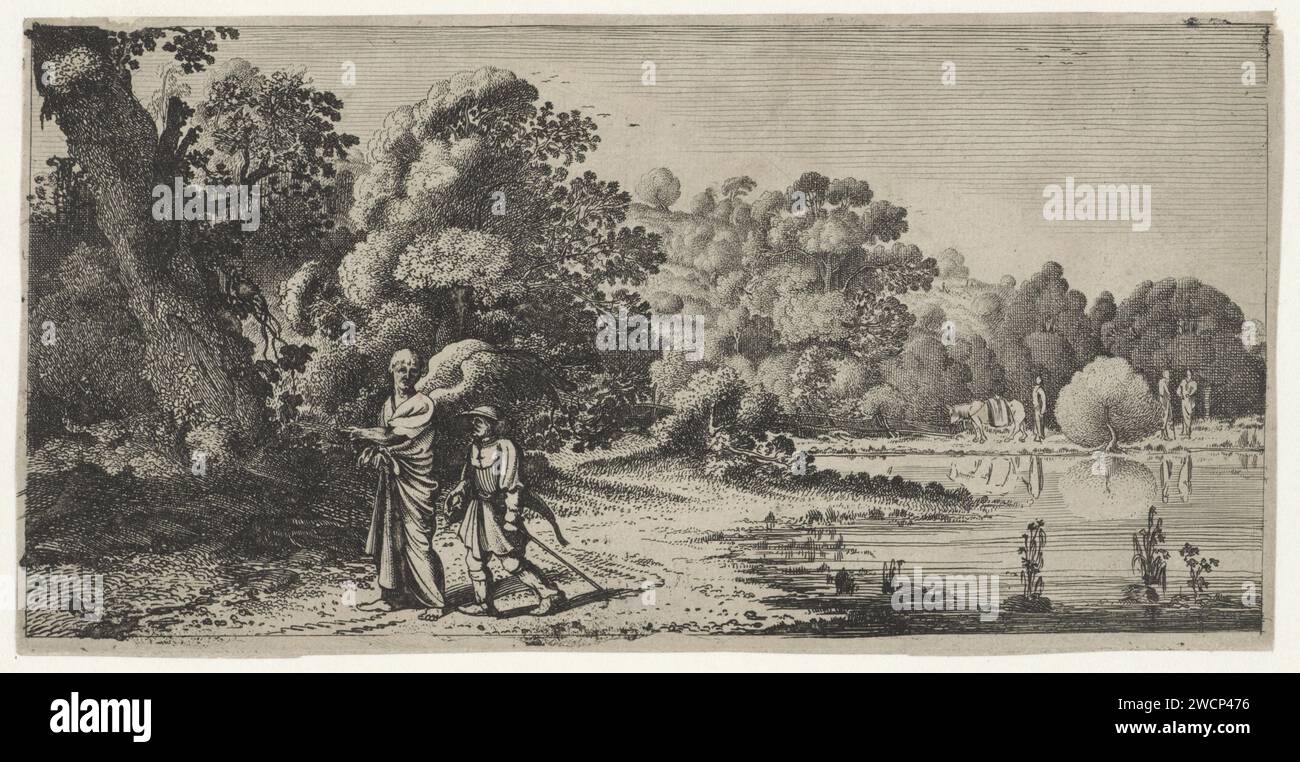 Tobias and De Engel, Jan van de Velde (II), 1617 print Tobias, with the ...