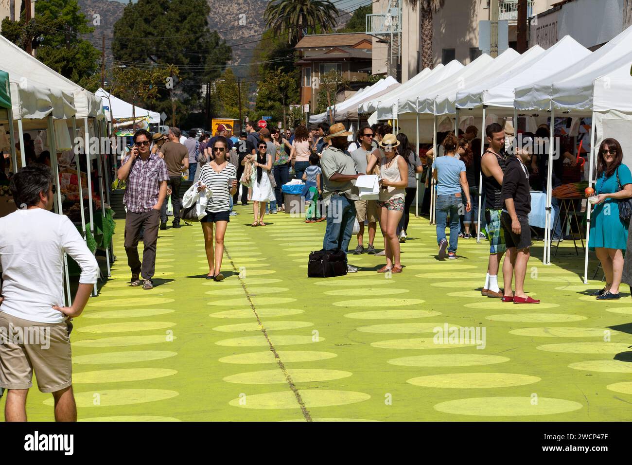 Sunset Triangle Plaza in Silverlake neighborhood of Los Angeles, the ...