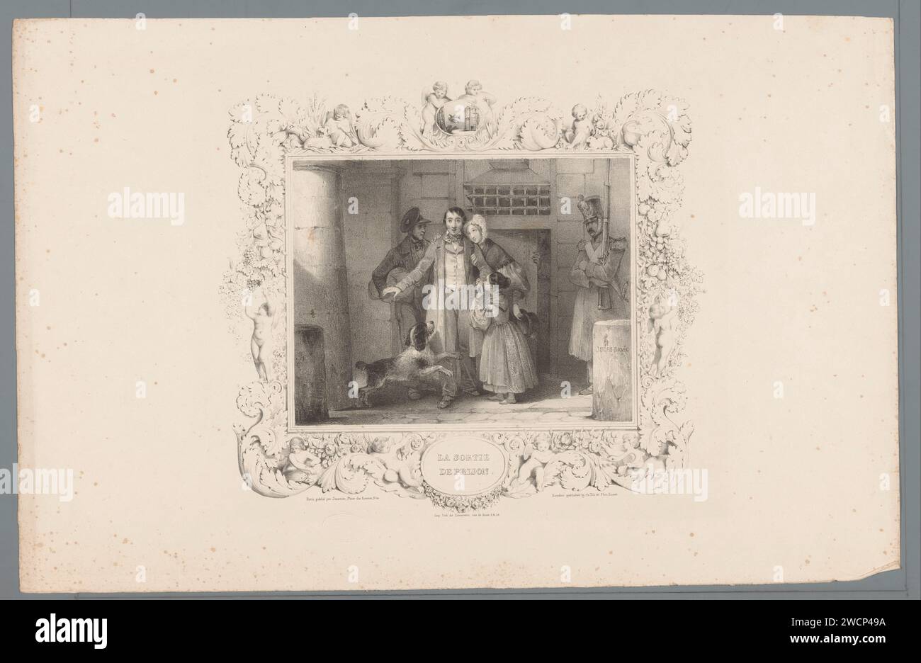 Man is released from prison, Jules David (1808-1892), 1836 print print ...