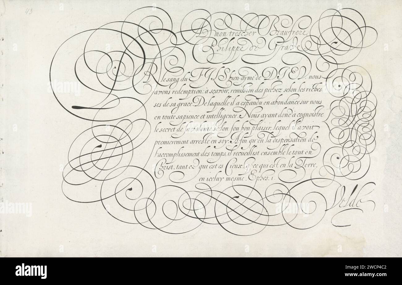 Writing example: A mon tres cher beaufrere (...), 1605 print Write ...