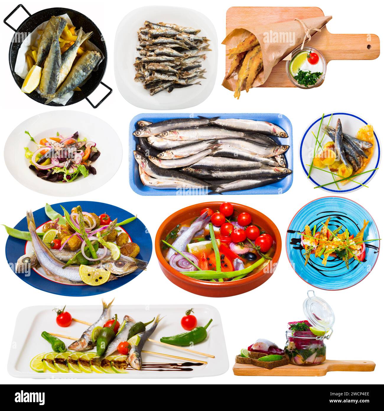 Set of small fish dishes Stock Photo - Alamy