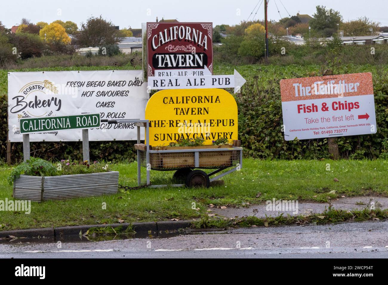 California Road sign and advertising boards Stock Photo - Alamy