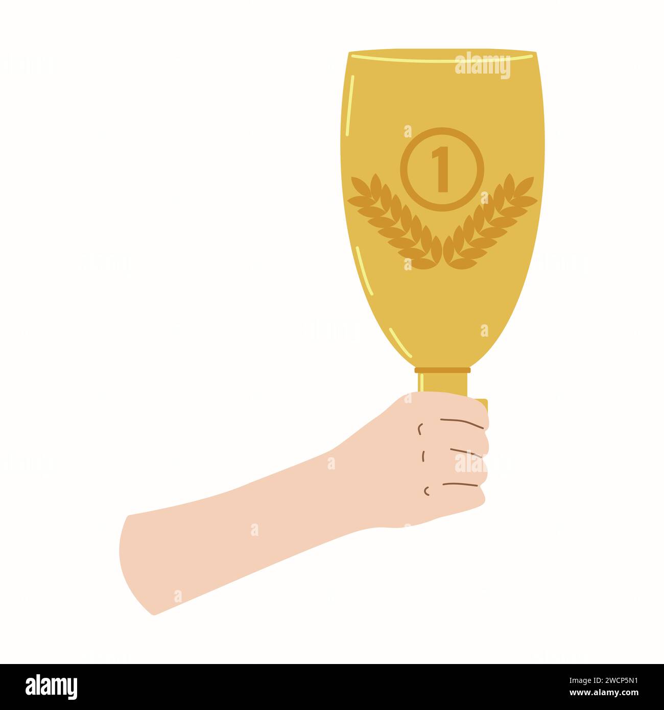 Hand holds the cup winner sports competitions. Prize champion first ...