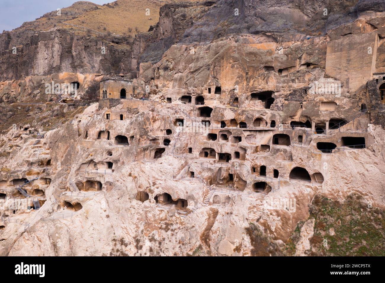 Vardzia cave monastery structures carved into mountain Stock Photo - Alamy