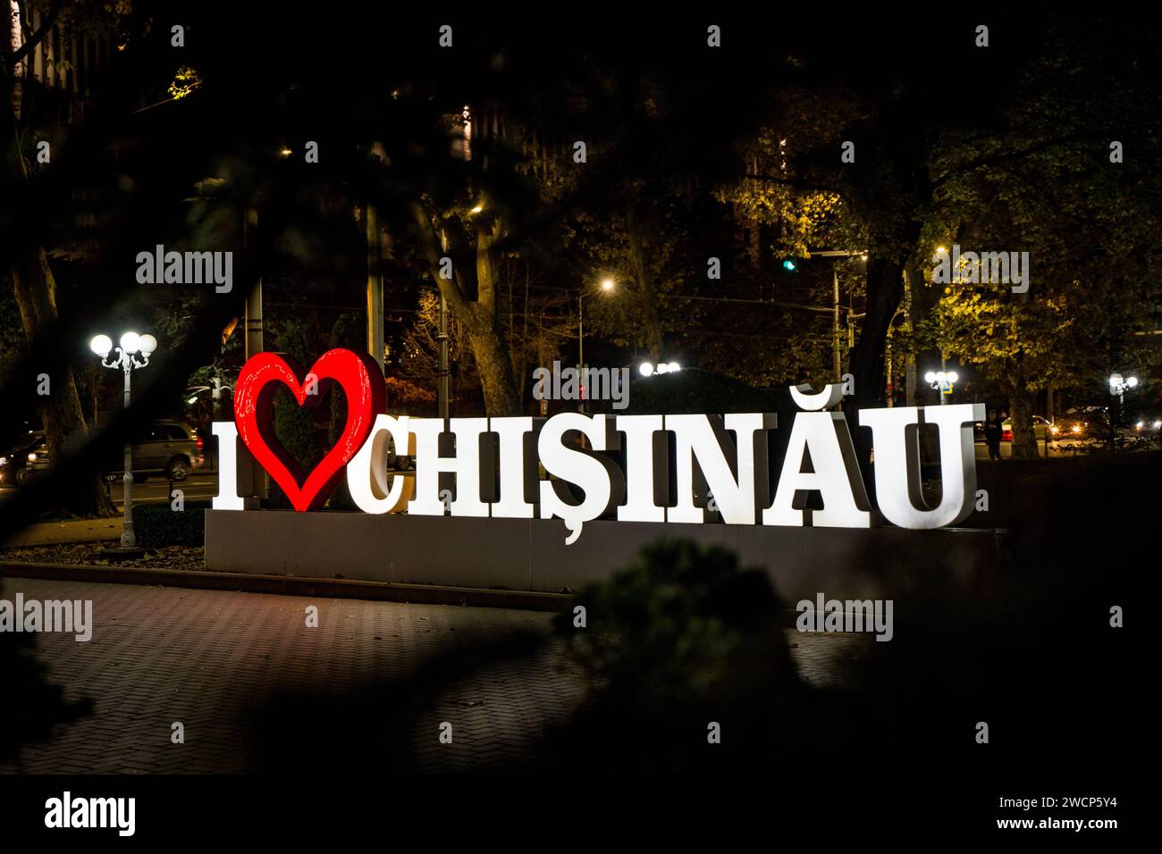 illuminated sign of I love Chisinau in capital of moldova Stock Photo ...