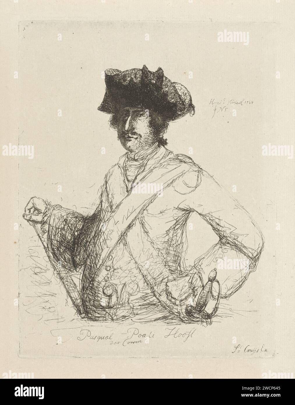 Portrait of Pasquale Paoli, Hendrik Kobell, 1764 print Portrait of ...