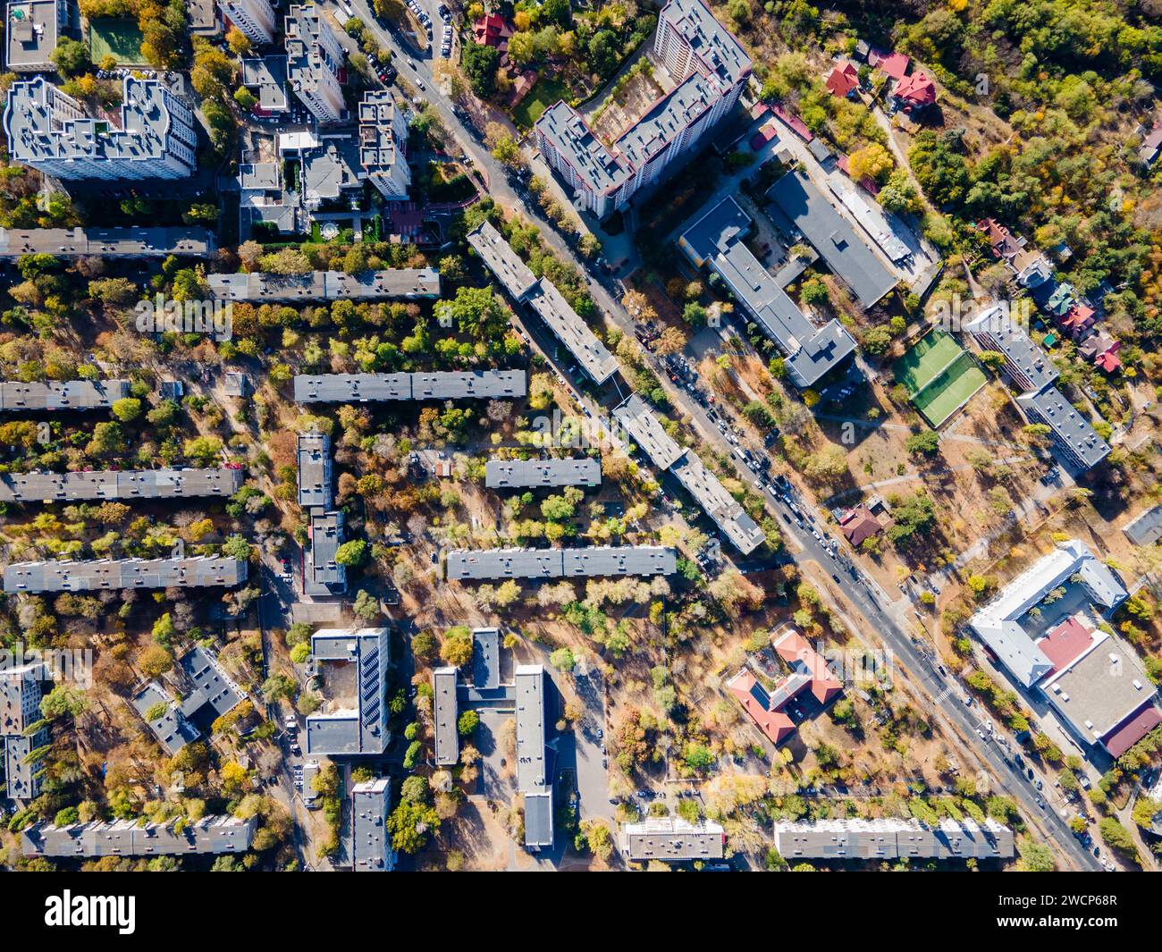 overhead shot of botanica city district in chisinau moldova Stock Photo ...