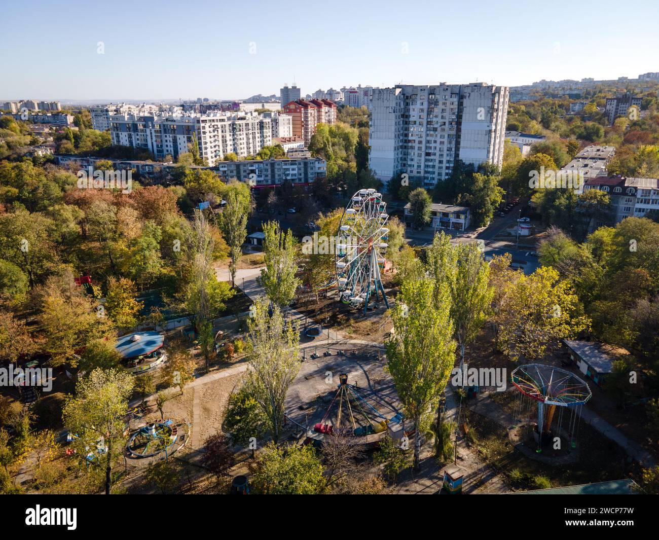 aerial view of ferris wheel and buildings in chisinau Stock Photo - Alamy