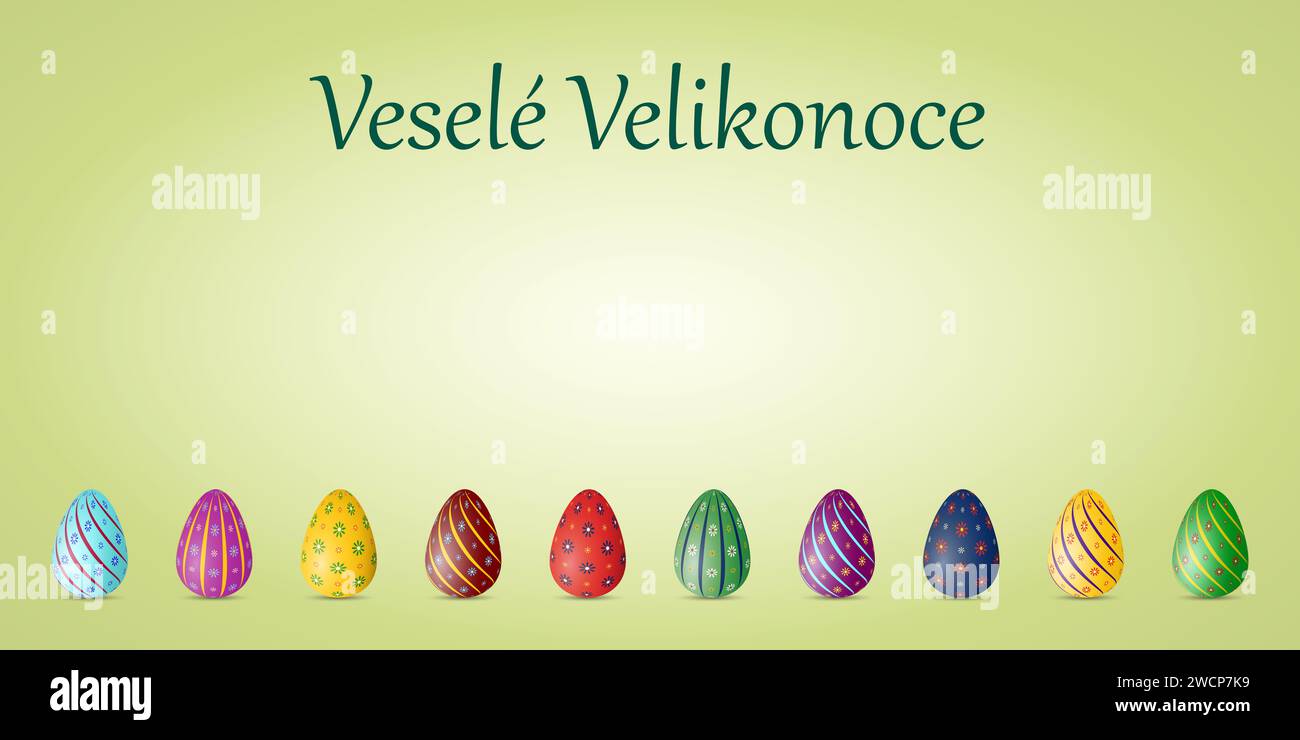 Happy Easter postcard or greeting card in Czech language, with ...