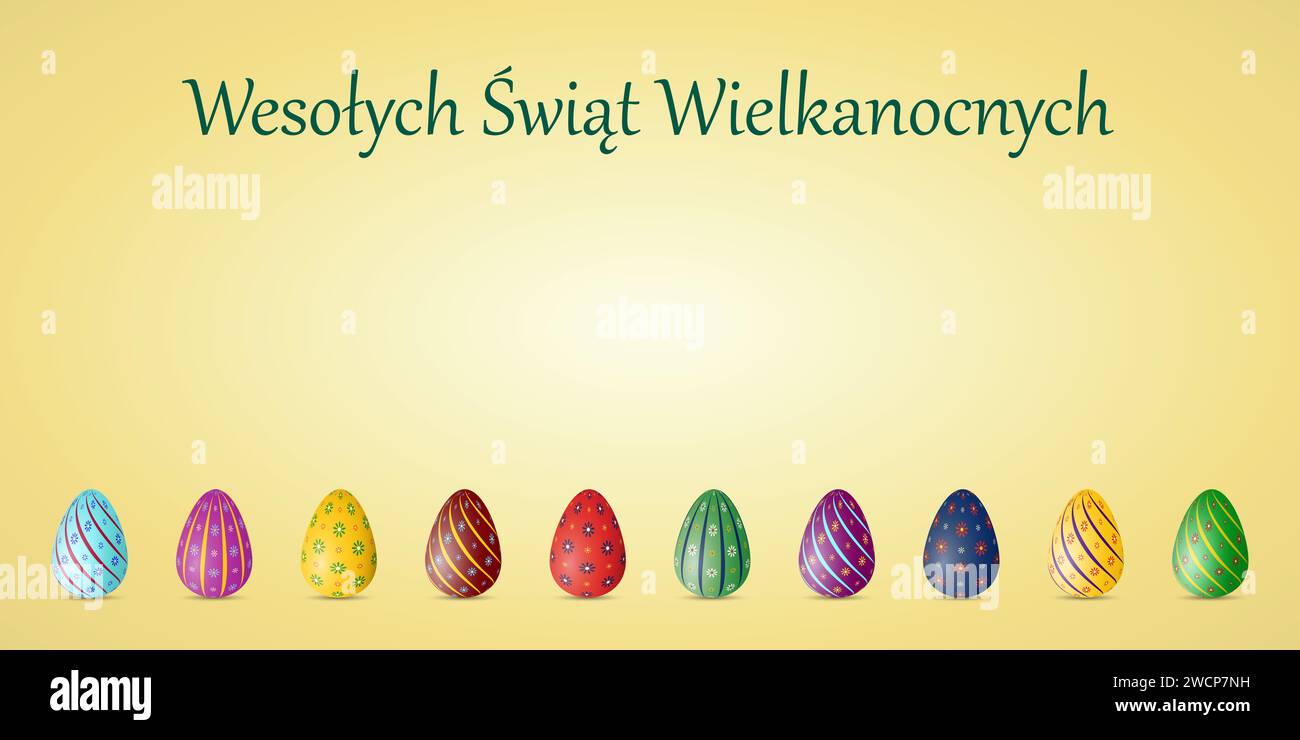 Happy Easter postcard or greeting card in Polish language, with ...