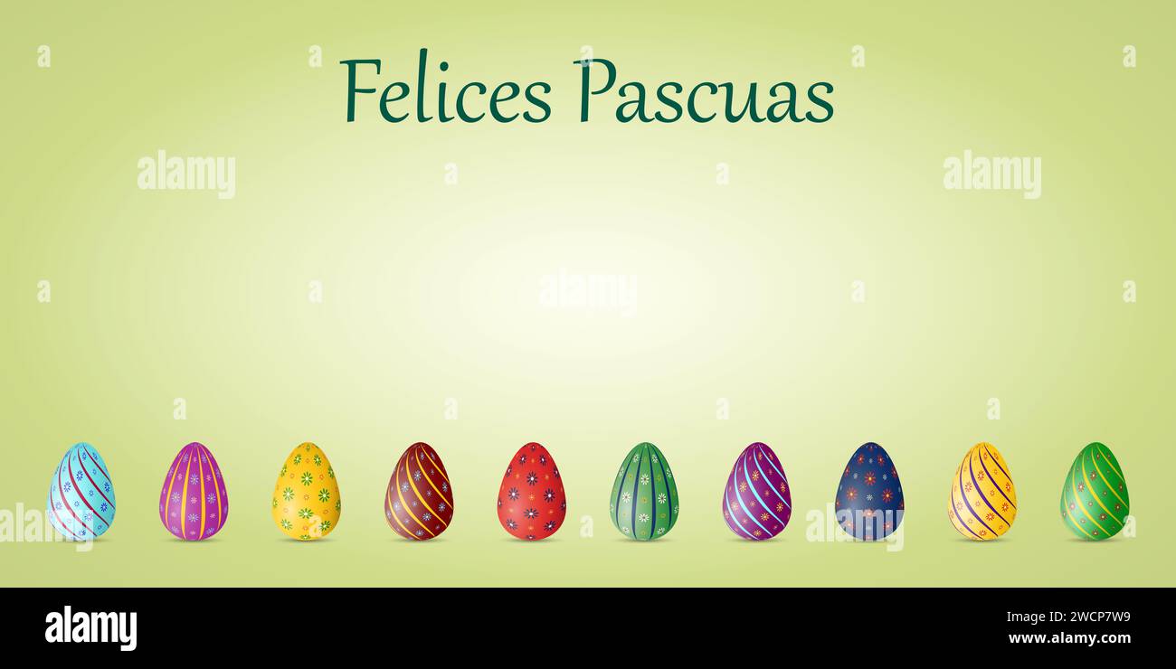 Happy Easter postcard or greeting card in Spanish language, with ...