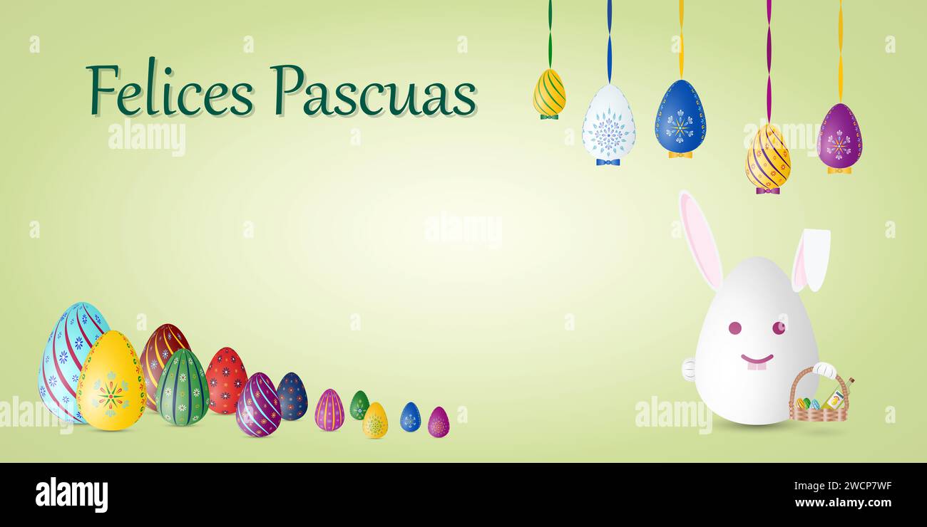 Happy Easter postcard or greeting card in Spanish language, with ...