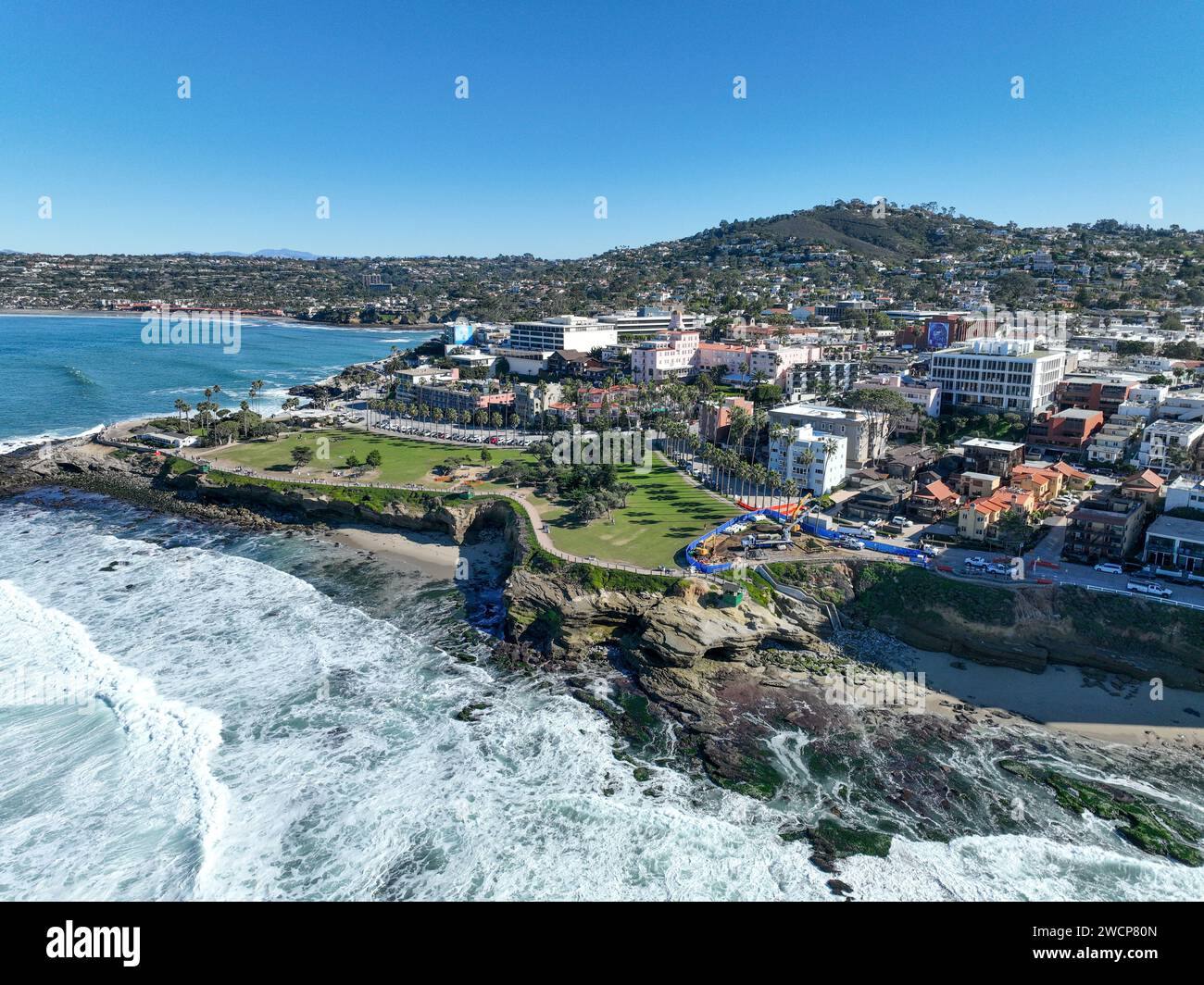 Aerial view of La Jolla cliffs and coastline, San Diego, California ...