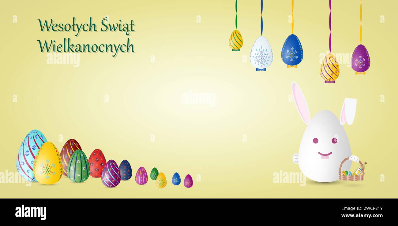 Happy Easter postcard or greeting card in Polish language, with ...