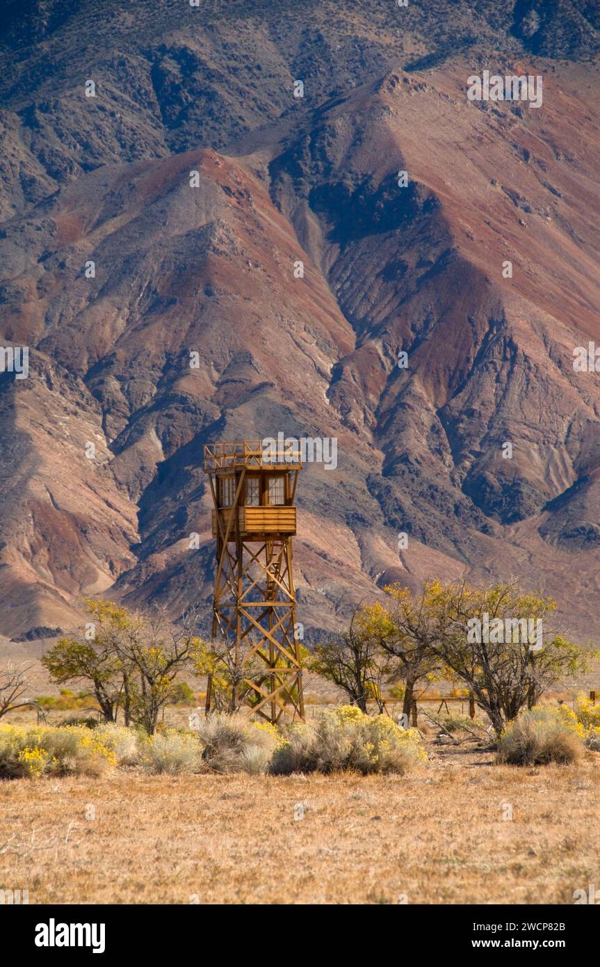 Guard tower, Manzanar National Historic Site, California Stock Photo ...