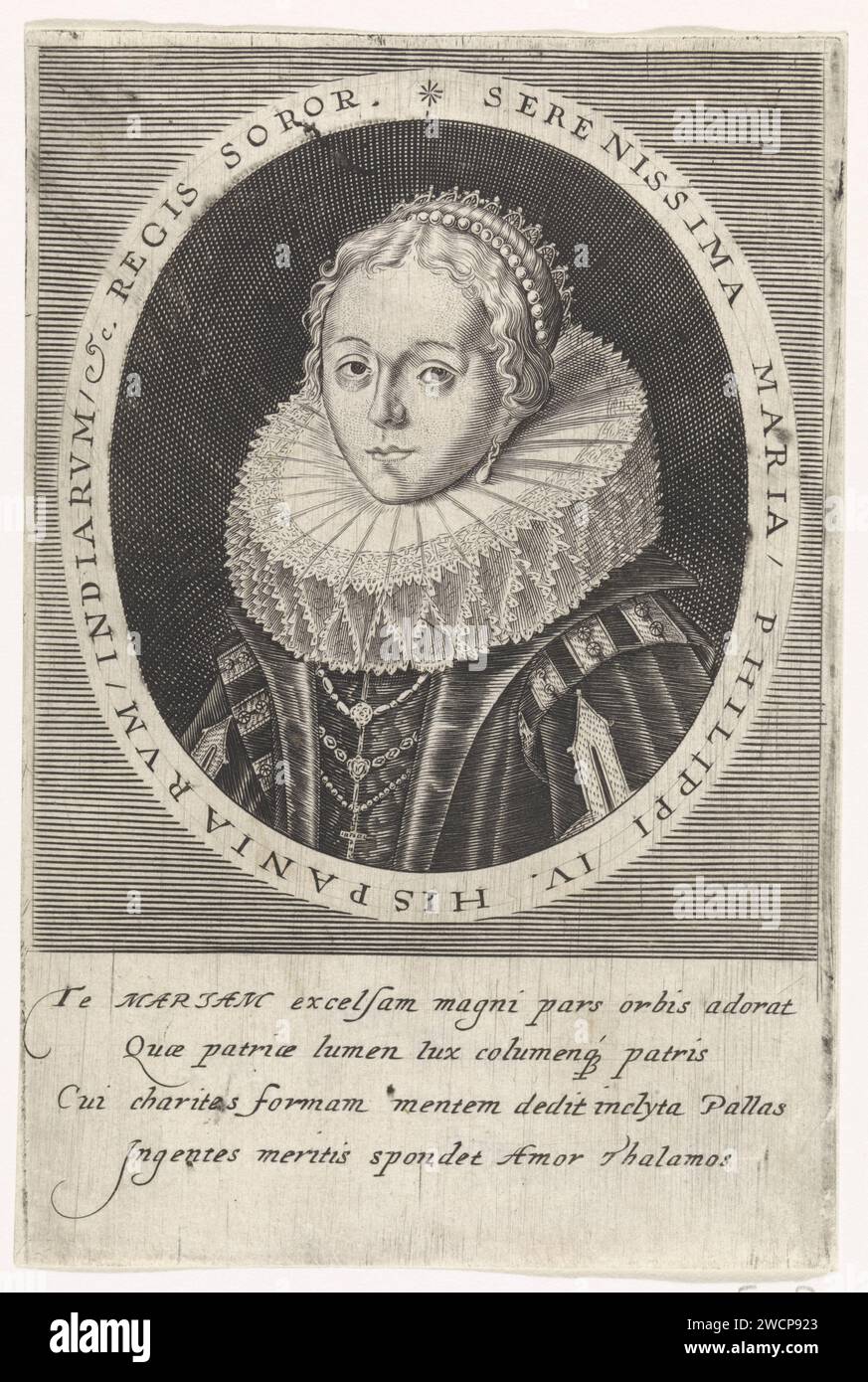Portrait of Maria Anna van Austria, Anonymous, After Simon van de Passe ...