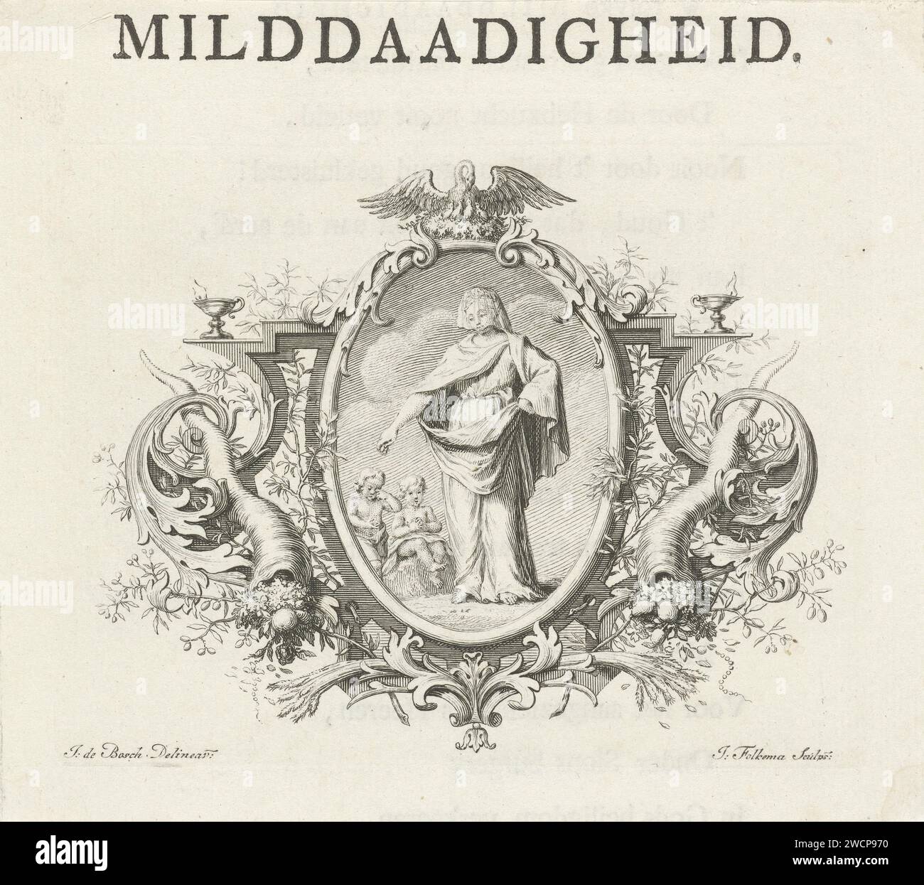Vignette with the personification of mildness, Jacob Folkema, After ...