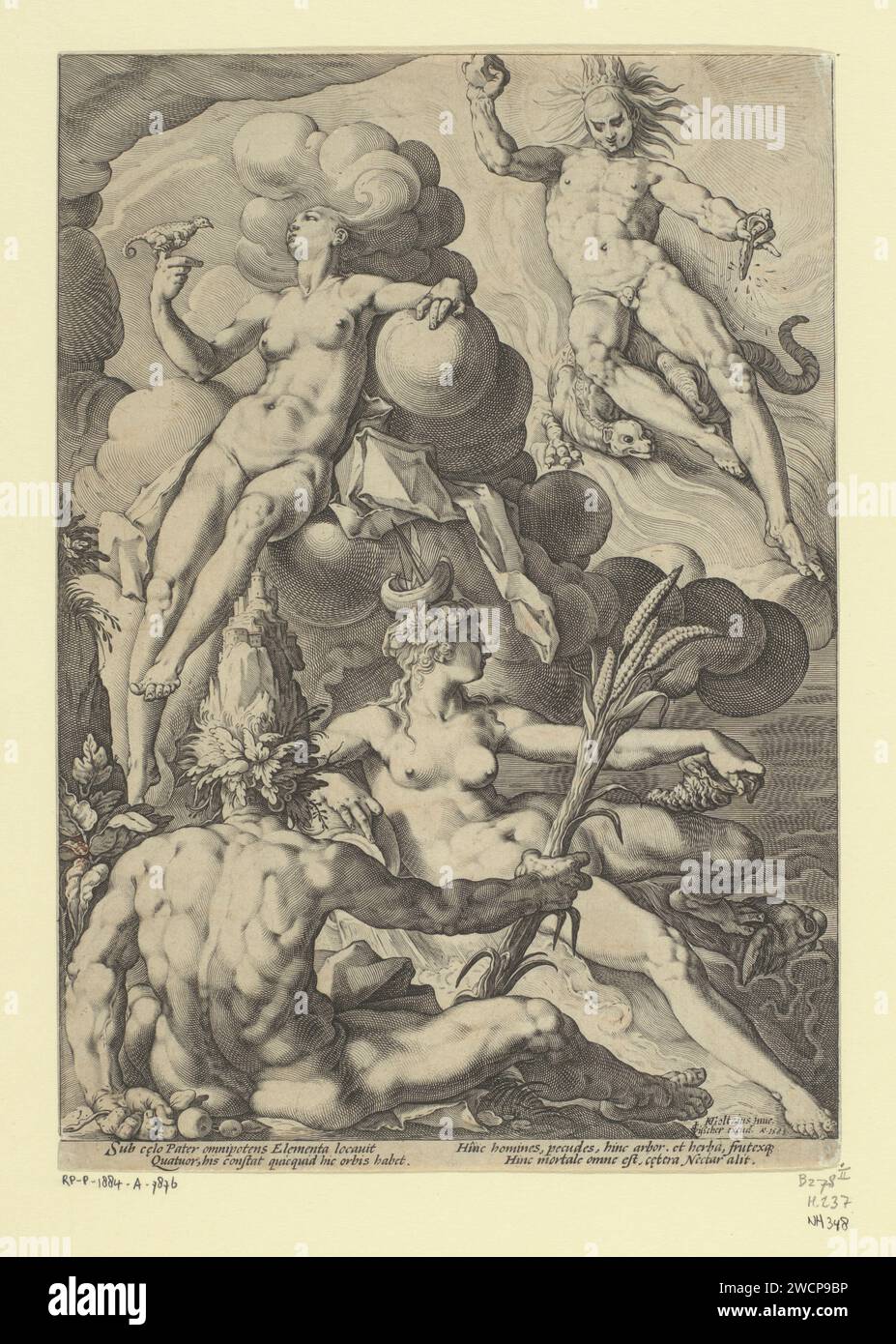 De vier elementen, Jacob Matham (attributed to), after Hendrick ...