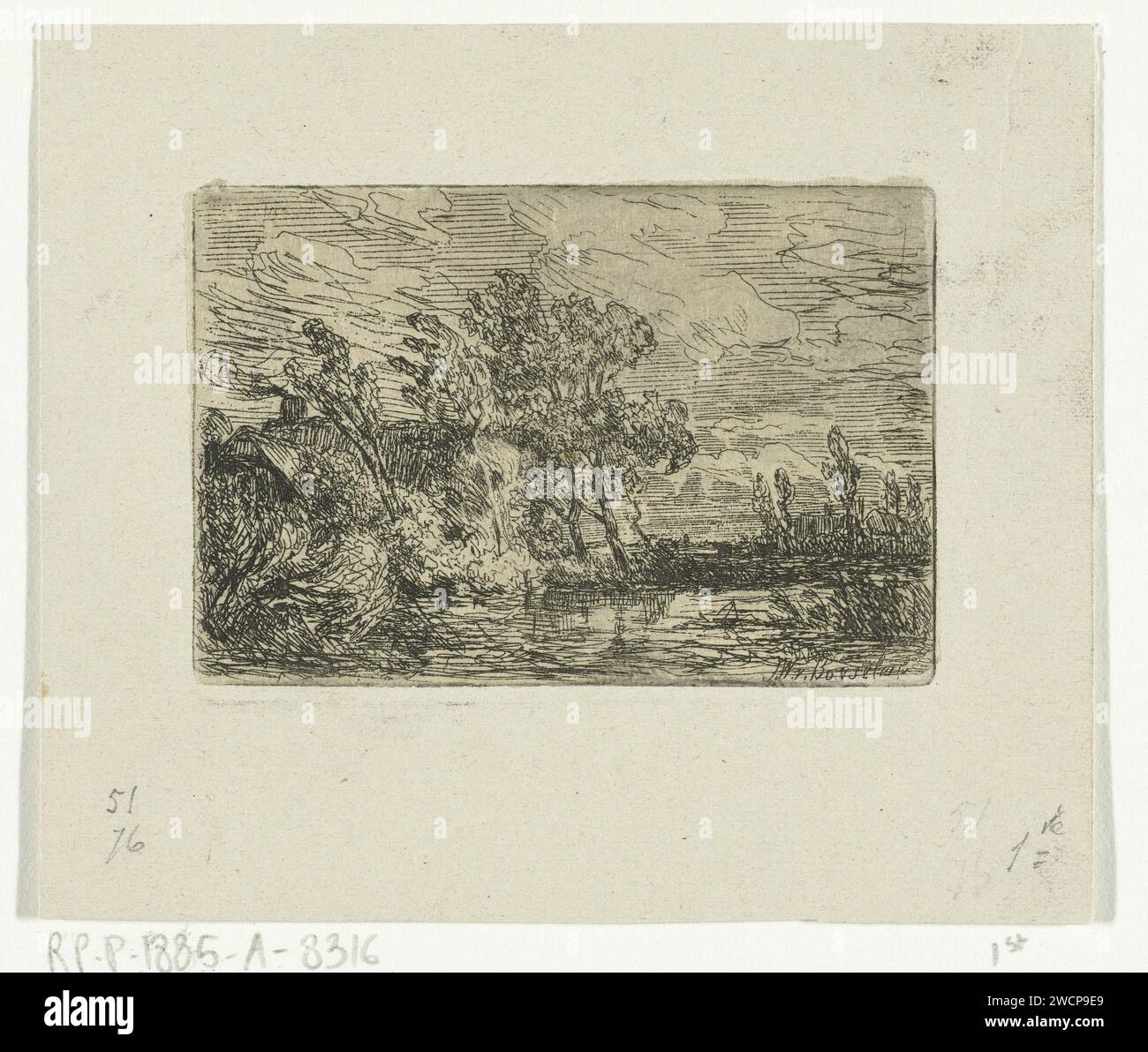 Landscape with farm, Jan Willem van Borselen, 1835 - 1885 print Polder ...