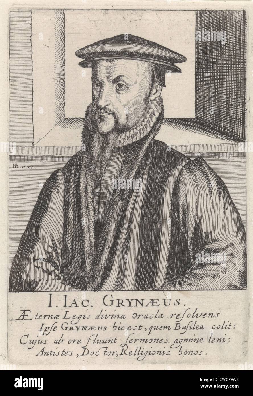 Portret van Johann-Jacob Grynaeus, Simon Frisius, c. 1610 print Bust to ...