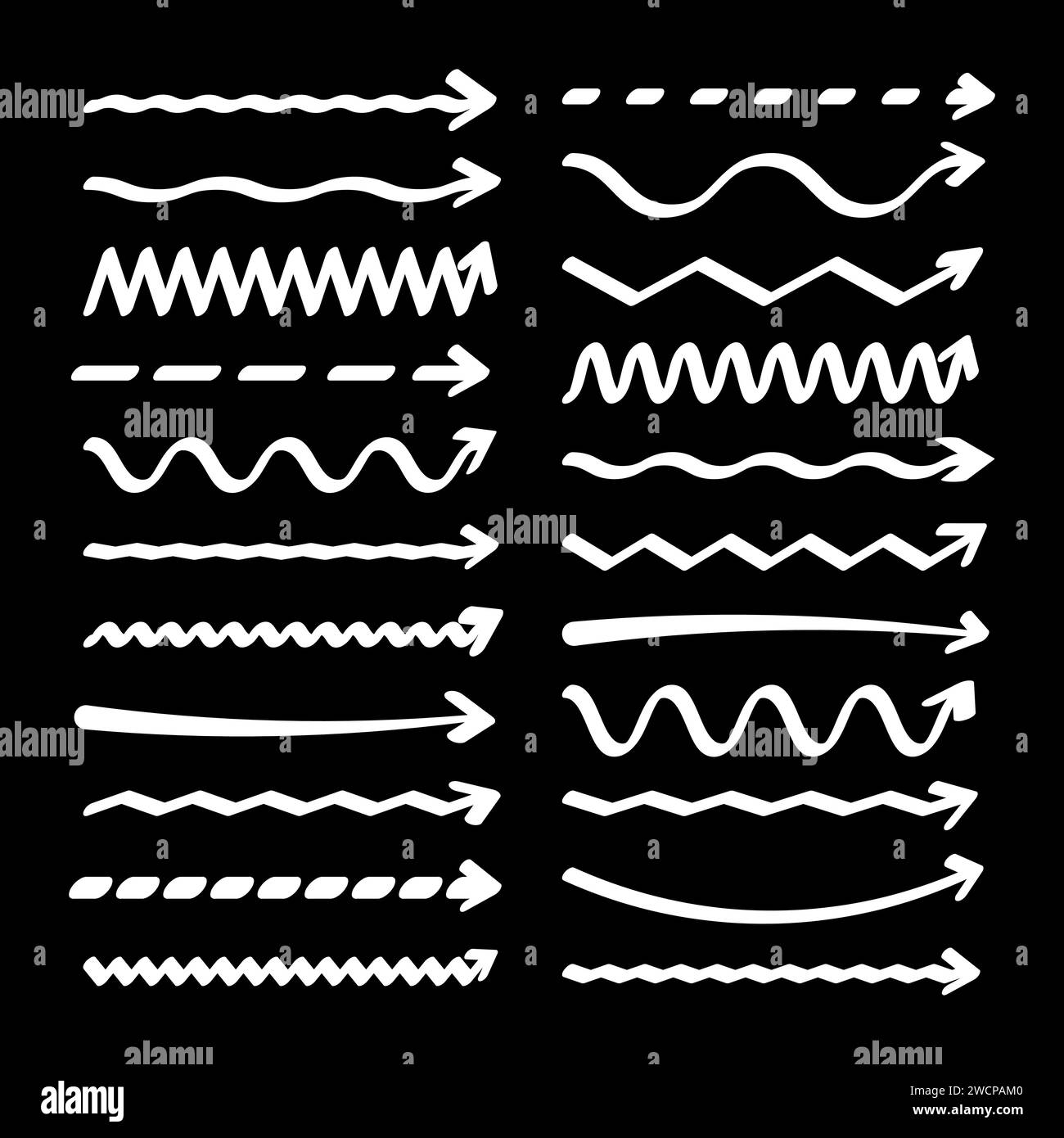 Hand drawn arrows, highlighter lines. Marker stroke, brush pen drawn ...