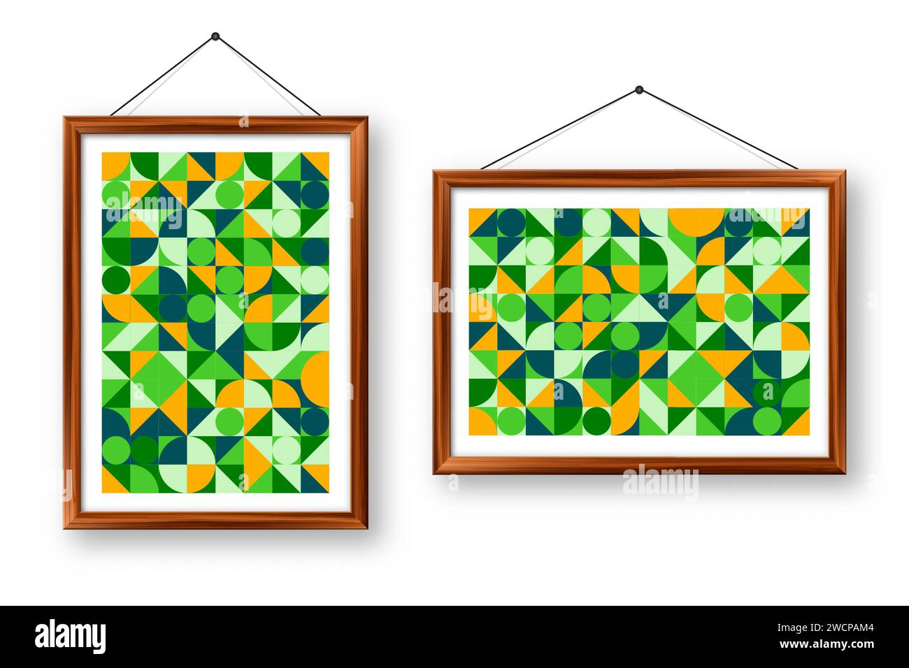 Picture frame with geometric trendy pattern, Bauhaus style. Modern ...