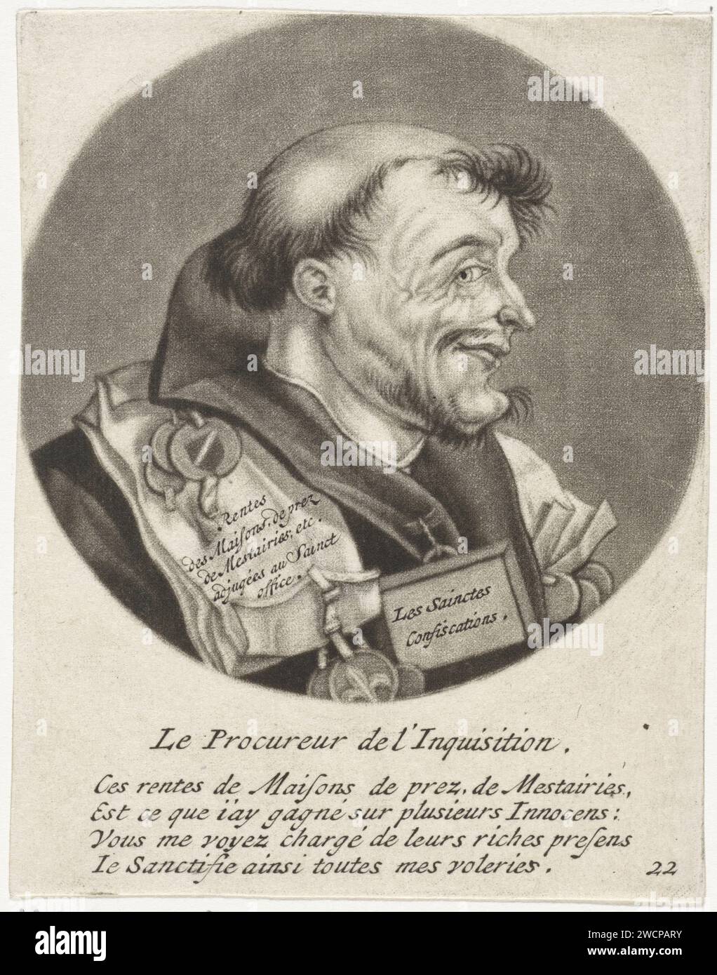 Monnik with stamps, Jacob Gole, after Cornelis Dusart, 1693 - 1700 ...