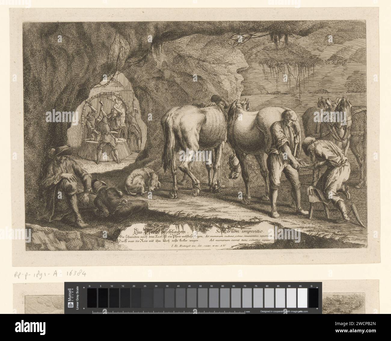 Workshop of a farrier, Johann Elias Ridinger, 1708 - 1767 print ...
