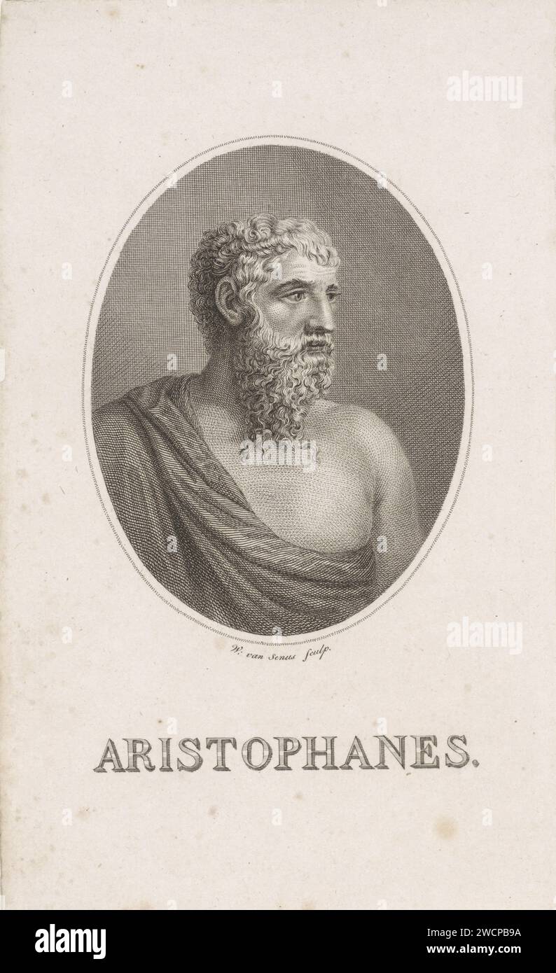 Portrait of Aristophanes, Willem van Senus, 1783 - 1851 print Portrait ...
