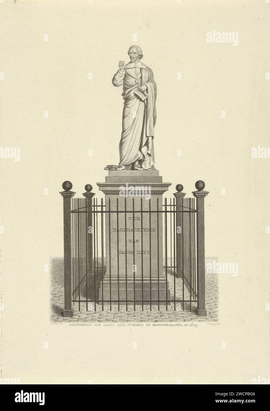Statue of Jacob Cats, Walraad Nieuwhoff, after Adriaan Prince, 1829 ...