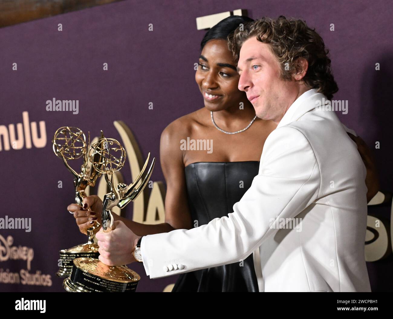 Los Angeles, USA. 15th Jan, 2024. Ayo Edebiri and Jeremy Allen White ...