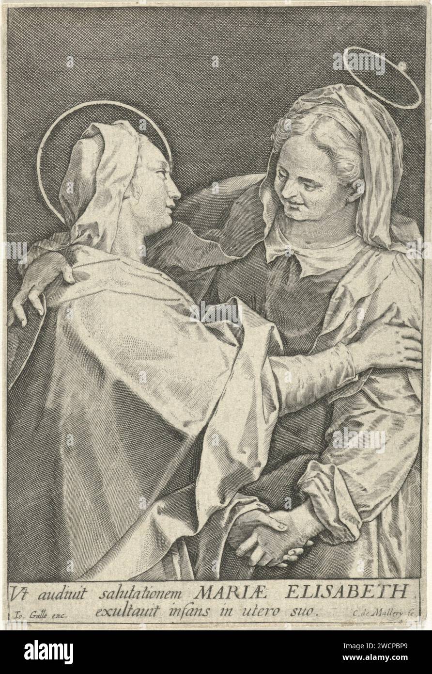 Visitation, Karel van Mallery, 1626 - 1676 print Meeting by Maria and ...