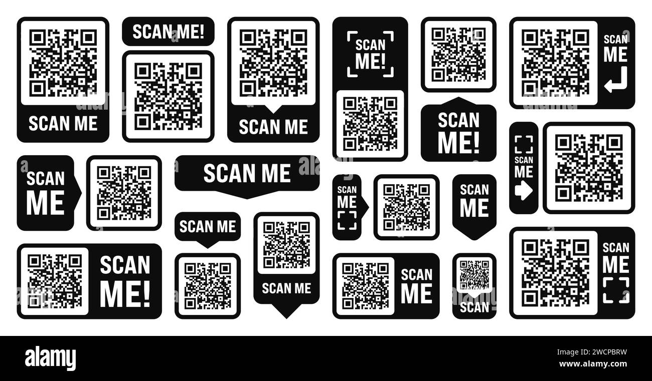 Scan me QR code sticker. Online payment. Special offer sale stickers ...