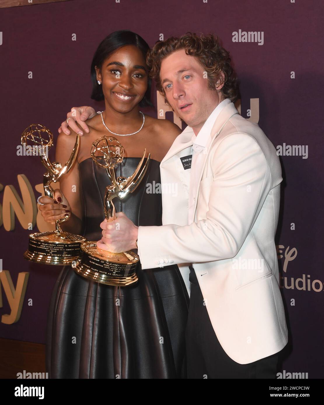 Los Angeles, USA. 15th Jan, 2024. Ayo Edebiri and Jeremy Allen White ...