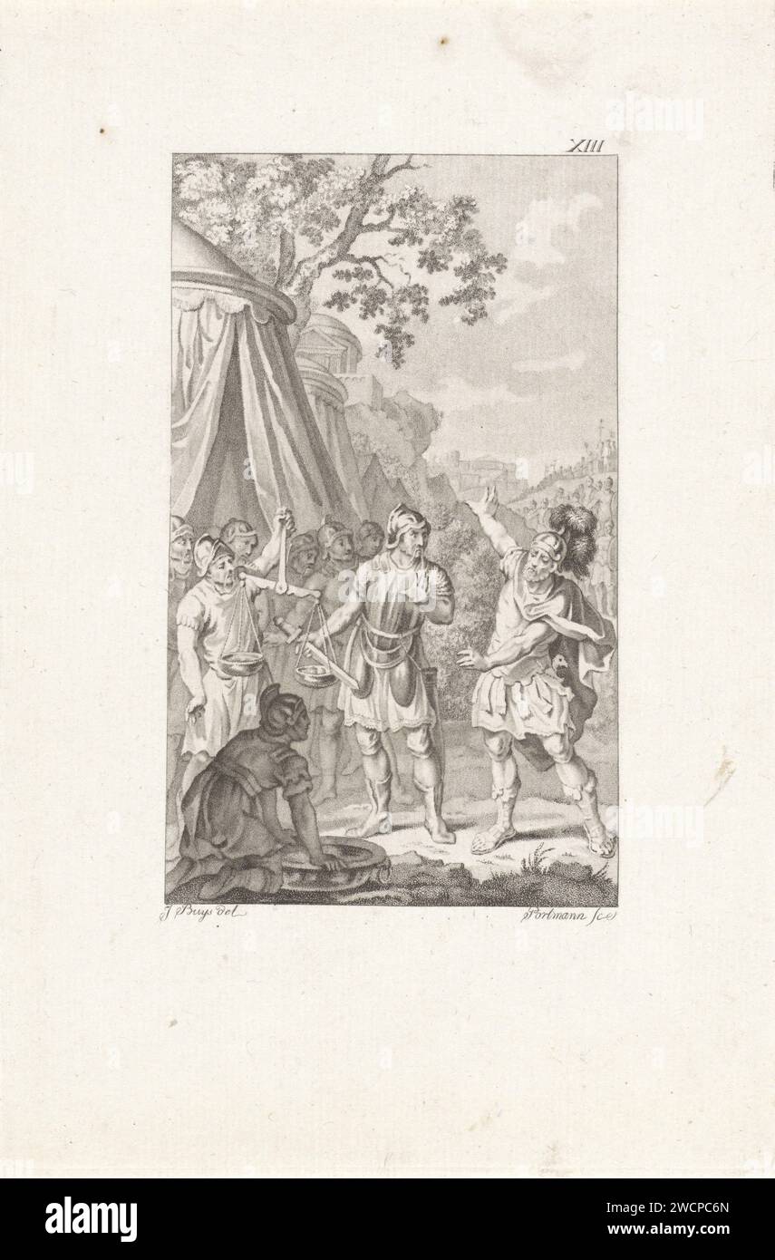 Brennus puts his sword on the scales, Ludwig Gottlieb Portman, after ...